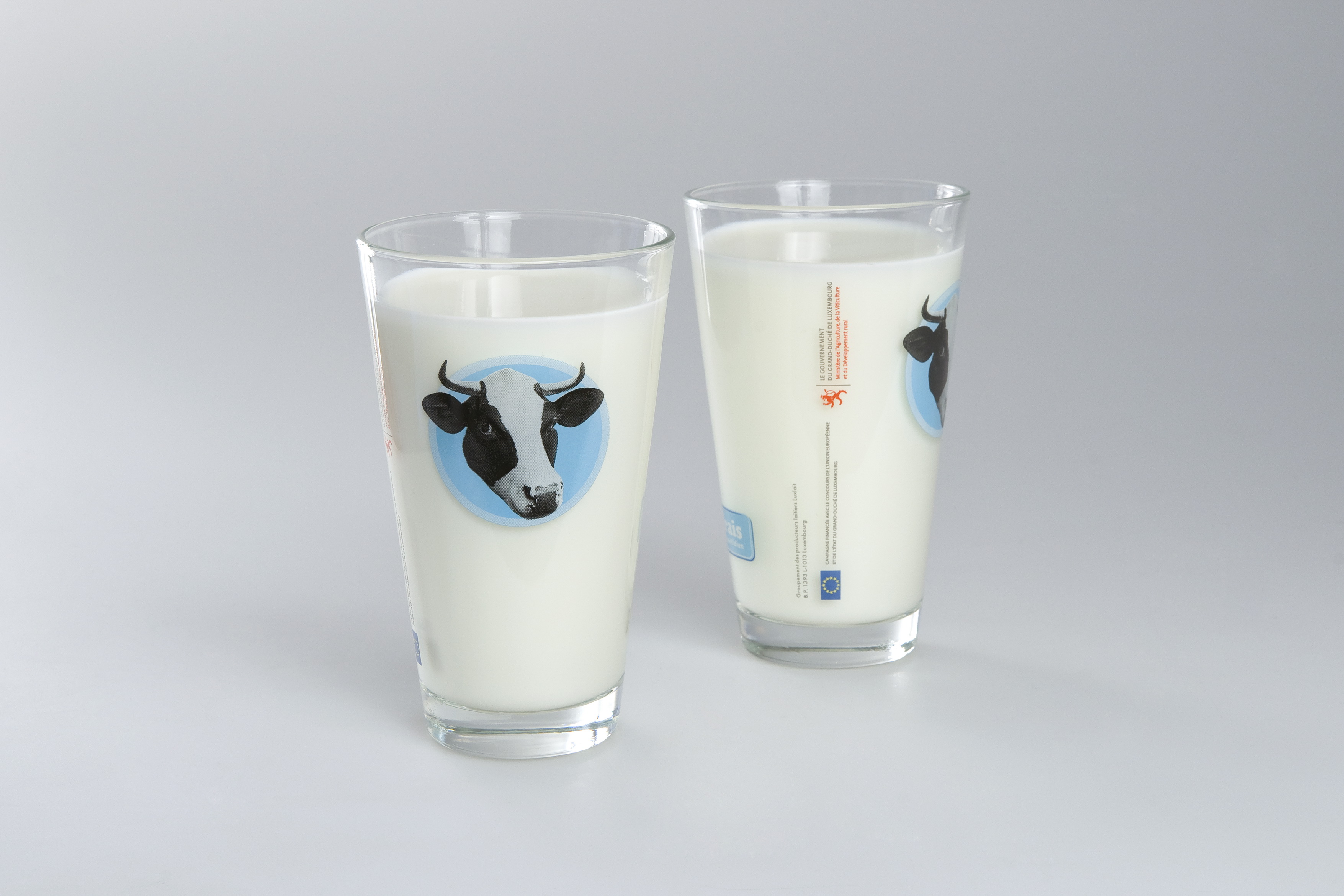 Milchglas mit Werbemotiv | Lerche