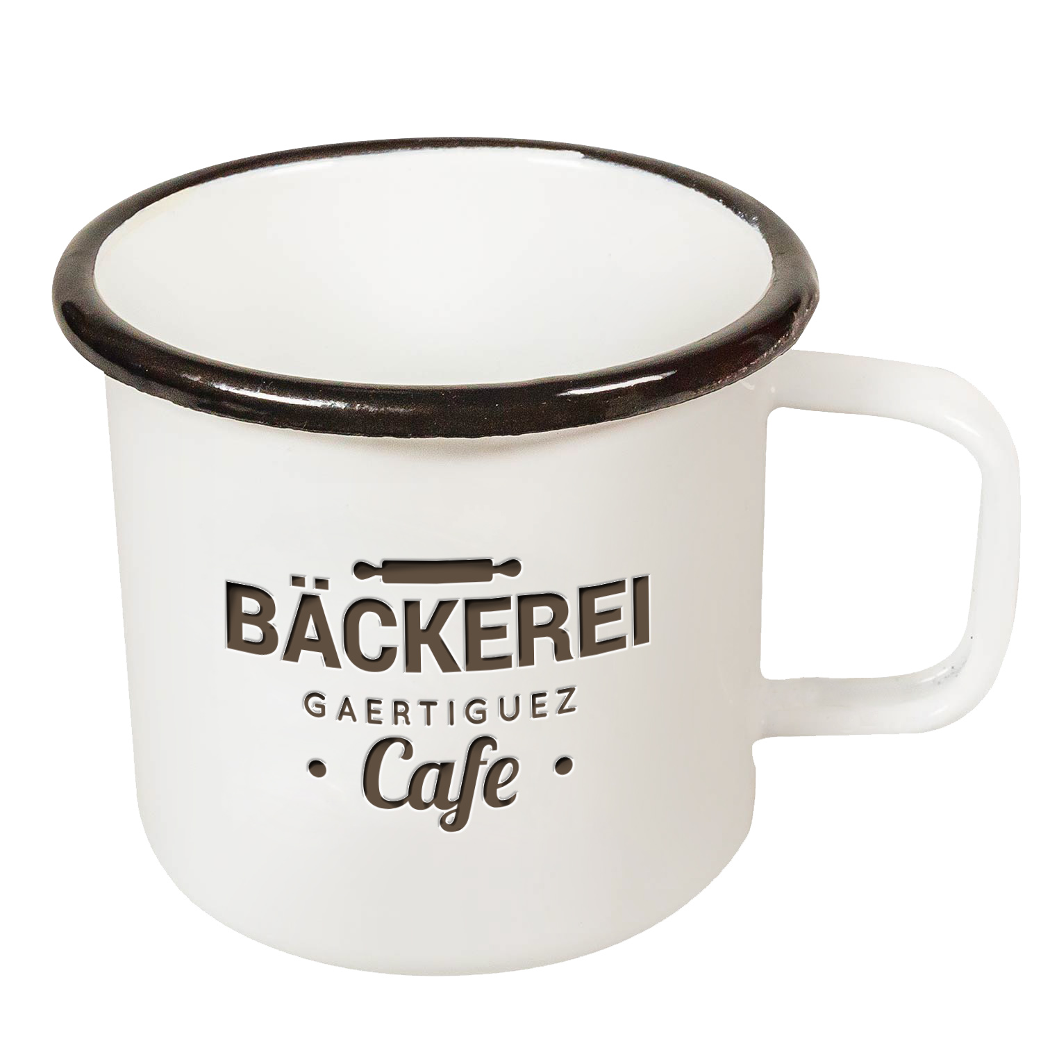 Nachhaltig, retro, trendig: Emaille Kaffe-Becher mit individueller ...