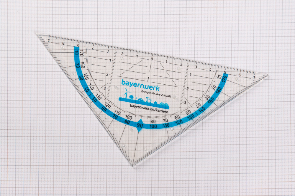 Geodreieck transparent mit Logobedruckung für Bayernwerk AG | Lerche