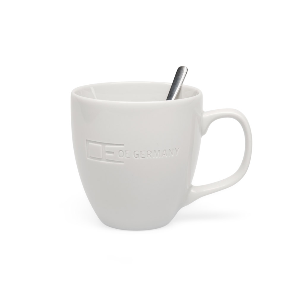 Werbe-Kaffeetasse aus Marken-Porzellan mit individueller Logo-Gravur im ...