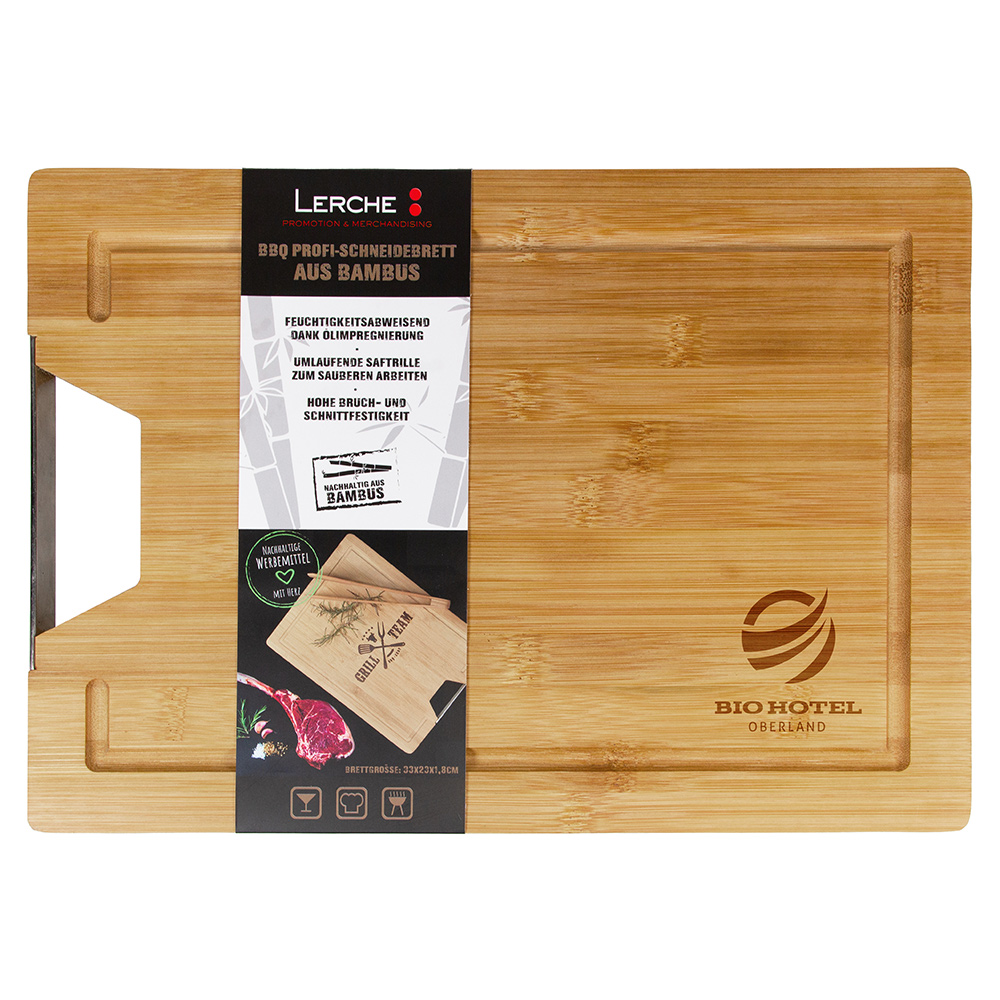 Hochwertiges Profi-Schneidebrett aus Bambus mit Logogravur | Lerche